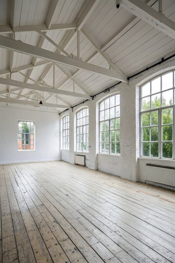 White Empty Loft Style Room with Ceiling and Floor Stock Illustration ...