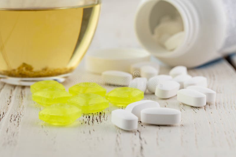 White Empty Medical Jar,scattered Tablets in Capsules Stock Image ...