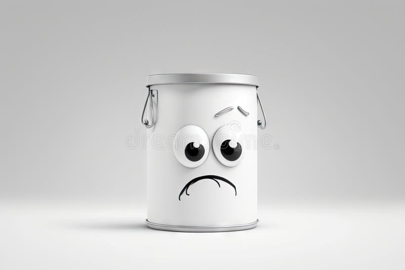 White Empty Paint Can Character Isolated on White Background Stock ...
