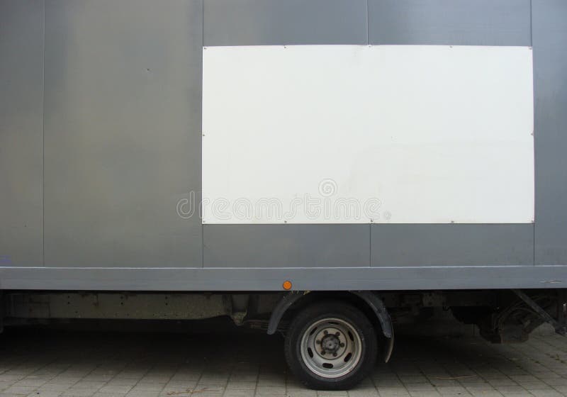 White Empty Panel on Side of a Gray Truck Stock Image - Image of ...
