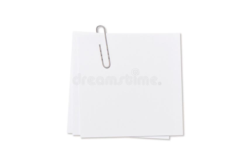White Empty Paper Sheet Paperclip Stock Image - Image of letter, blank ...