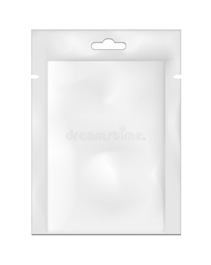 White Empty Plastic Packaging. Blank Foil or Plastic Sachet for Food or ...