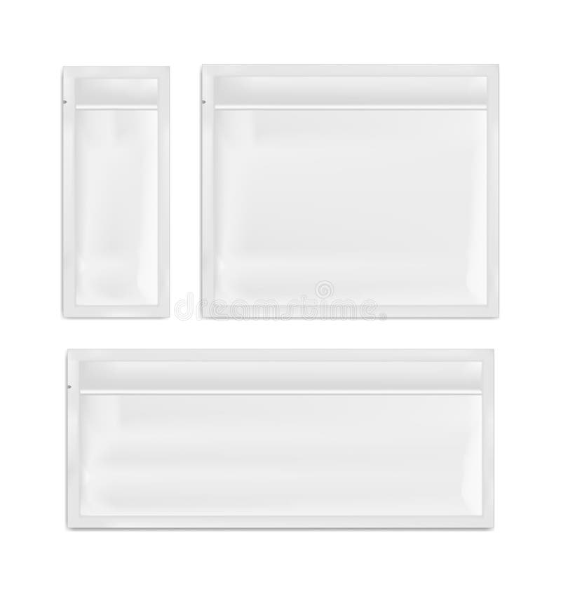 White Empty Plastic Packaging. Blank Foil Sachet for Food or Medicines ...