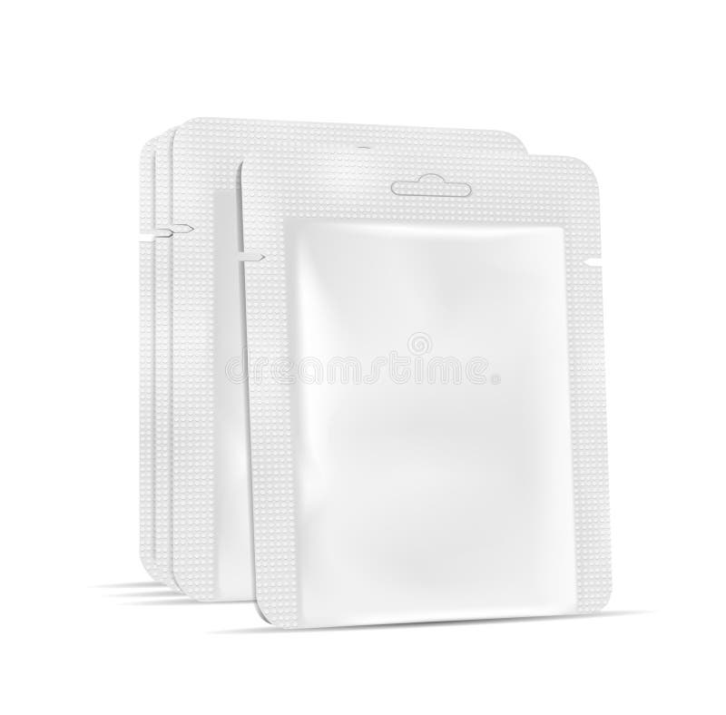 White Empty Plastic Packaging. Foil or Paper Sachet for Cosmetic or ...