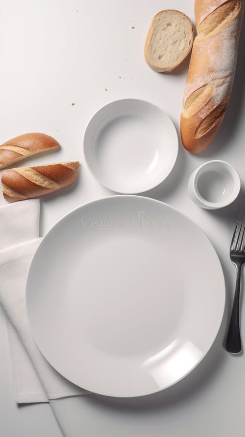 White Empty Plate in the Center Different Bread, Ai Generation Stock ...
