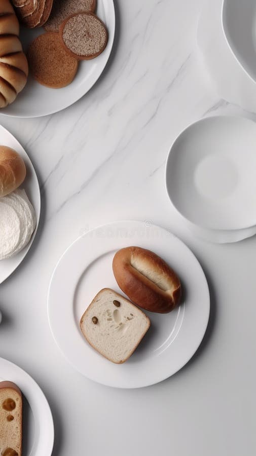 White Empty Plate in the Center Different Bread, Ai Generation Stock ...