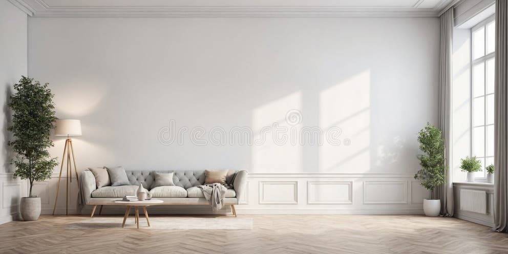 White Empty Reading Room Interior with Copy Space on the Wall. Stock ...
