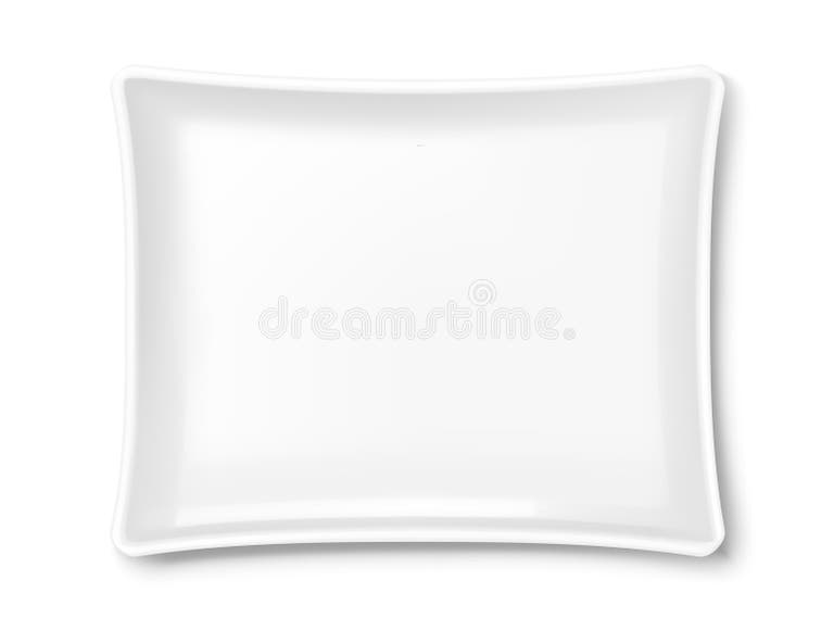White Empty Rectangular Plate Isolated on White Background. Top View ...