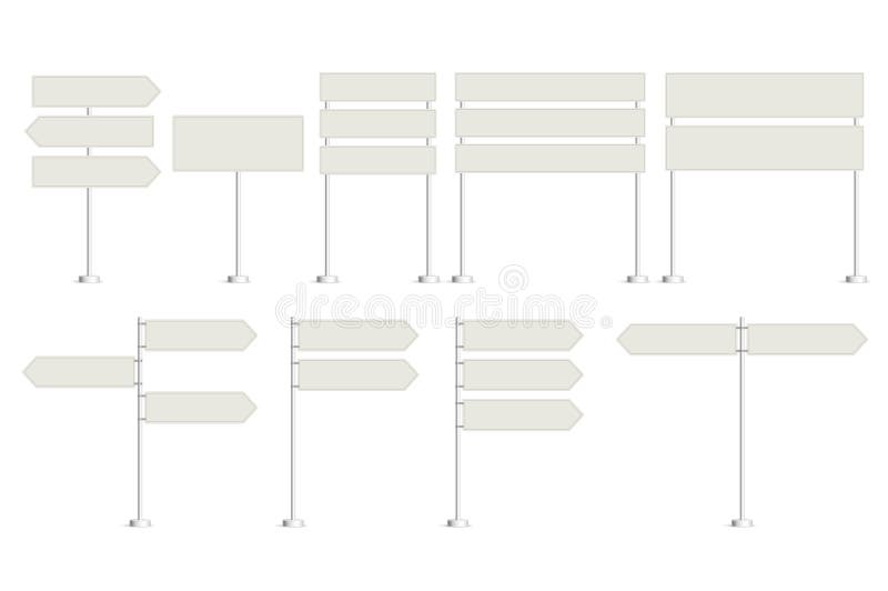 White Empty Road Signs, Pointers. Road Traffic Signs Stock Vector ...
