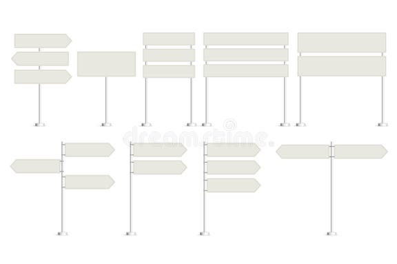 White Empty Road Signs, Pointers. Road Traffic Signs Stock Vector ...