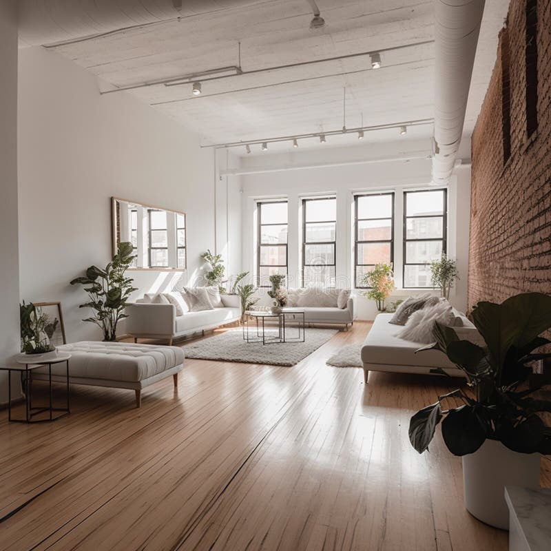 White Empty Room with Green Landscape in Window. Scandinavian Interior ...