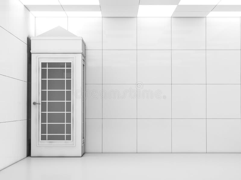 White Empty Room Interior with Call-box. 3D Stock Illustration ...
