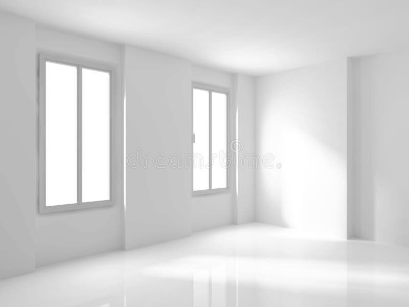 White Empty Room Interior with Two Windows Stock Illustration ...