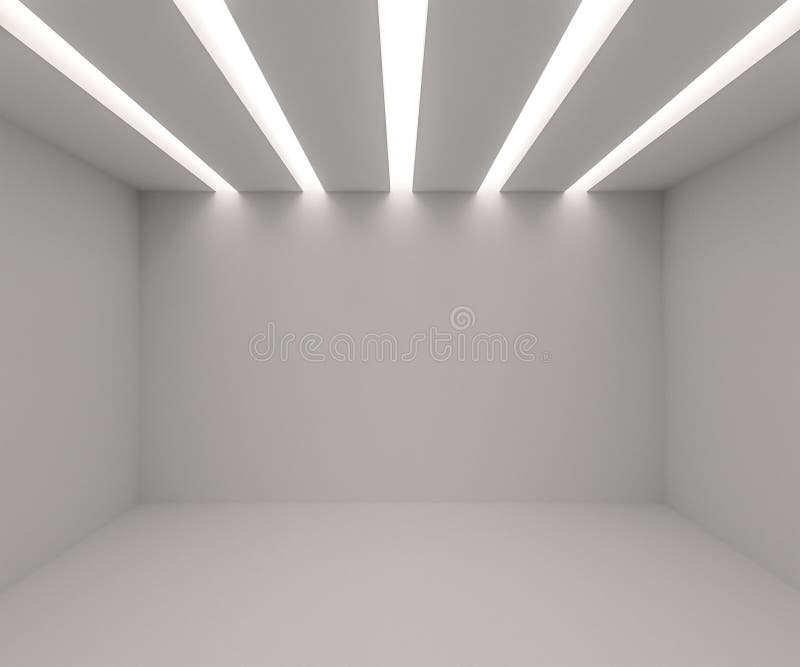White Empty Room with Lights. 3d Rendering Stock Illustration ...