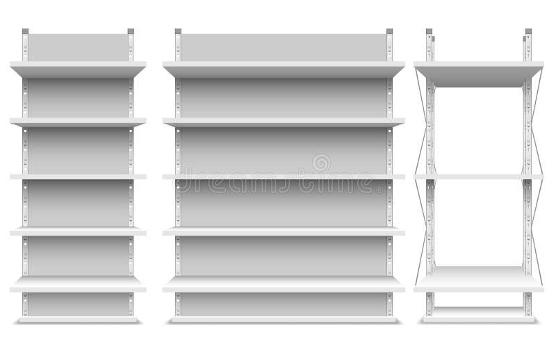 White Empty Shop Shelves Set Stock Vector - Illustration of gallery ...