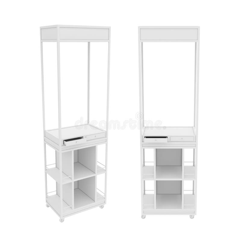 White Empty Showcase Isolated on a White Background, 3D Rendering Stock ...