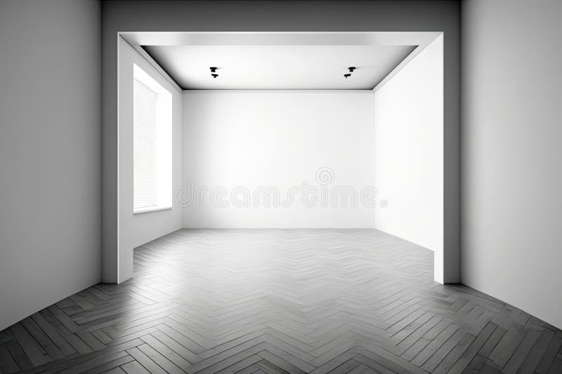 White Empty Space with Parquet Floors. Illustration AI Generative Stock ...