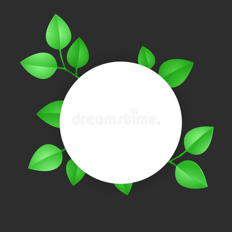 White Empty Space for Text with Decorated Green Leaves. Stock Vector ...