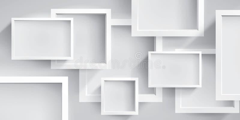 White Empty Squares and Frames, Abstract Composition. Mock Up Objects ...