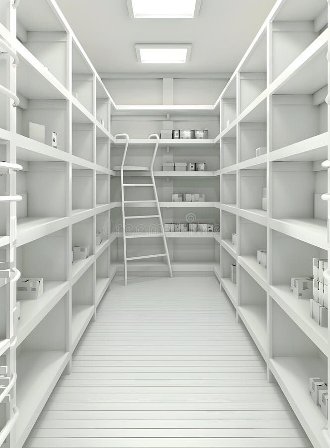 White Empty Storage Room with Ladder Generated Using AI. Stock ...