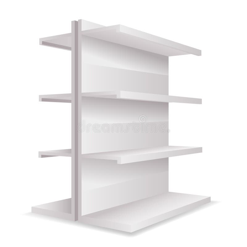 White Empty Store 3d Trade Shelves Space Realistic Template Mockup ...