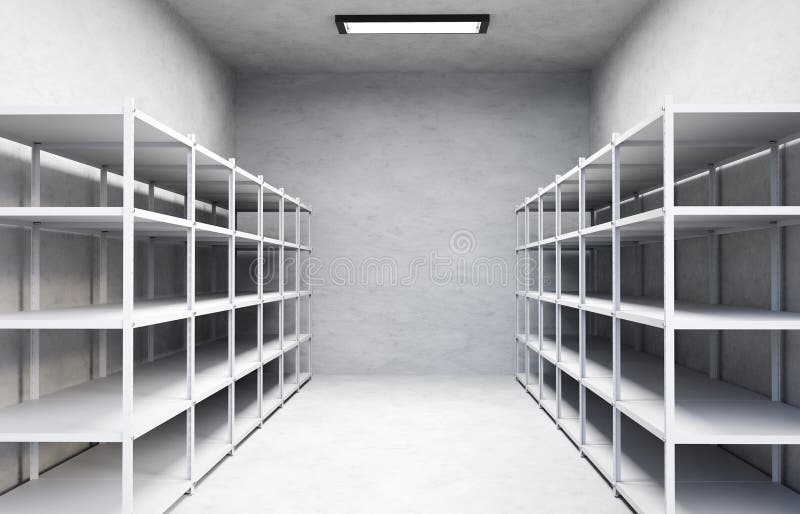 White Empty Store Shelves Standing by the Wall Stock Photo - Image of ...