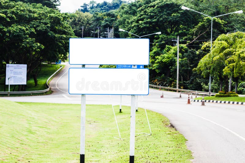 White Empty Street Sign Board at Road Side Stock Image - Image of rusty ...