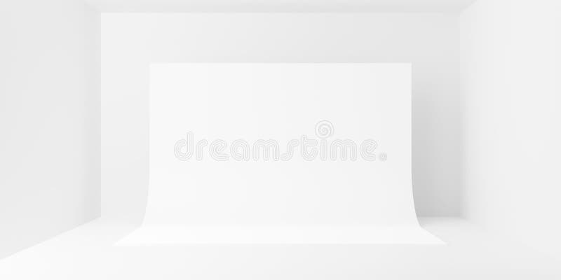 White Empty Studio Room Background with Curved White Backdrop in the ...