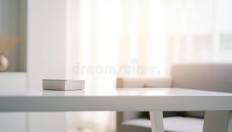 White Empty Table with Modern Living Room in the Morning. Generative AI ...