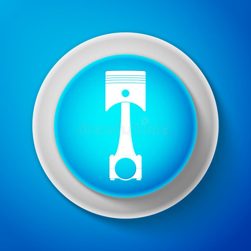 White Engine Piston Icon Isolated on Blue Background. Car Engine Piston ...