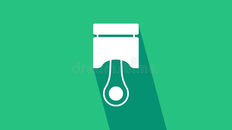 White Engine Piston Icon Isolated on Green Background. Car Engine ...