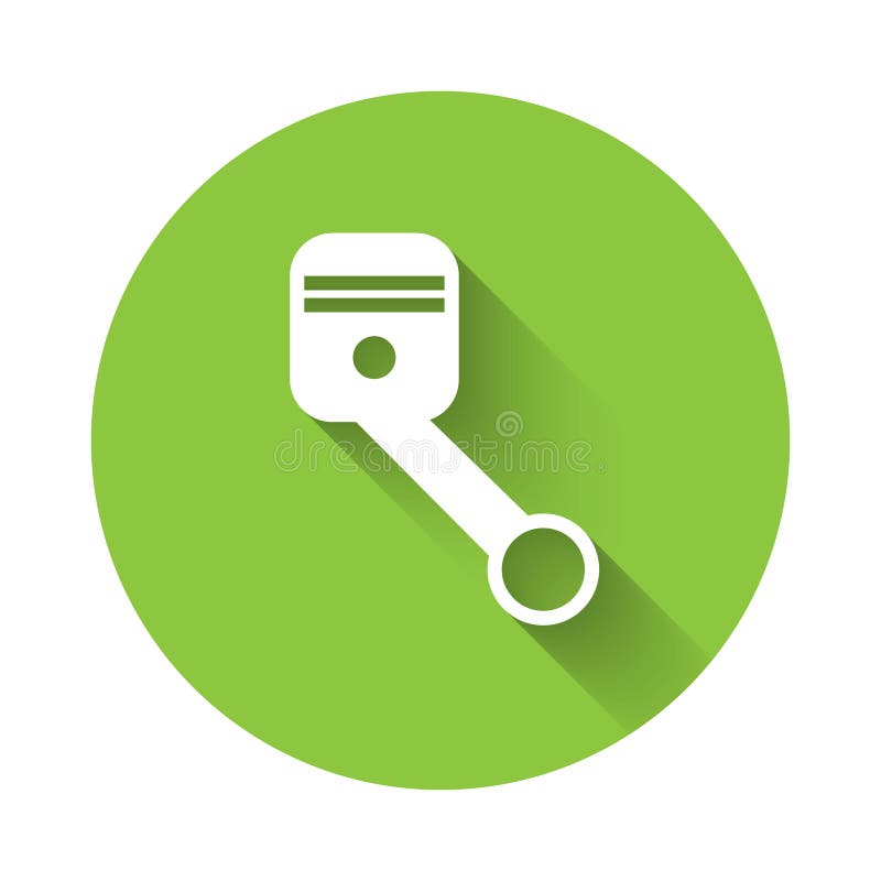 White Engine Piston Icon Isolated with Long Shadow. Car Engine Piston ...