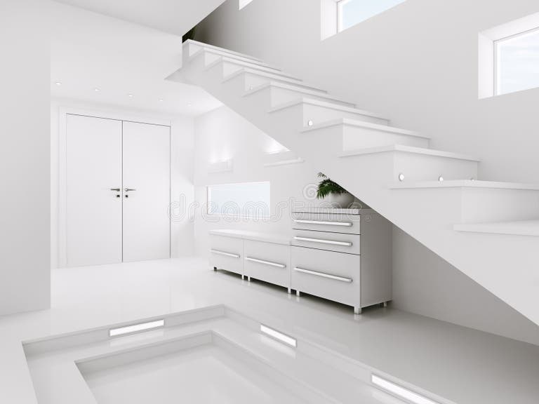 White Entrance Hall Interior 3d Render Stock Illustration ...