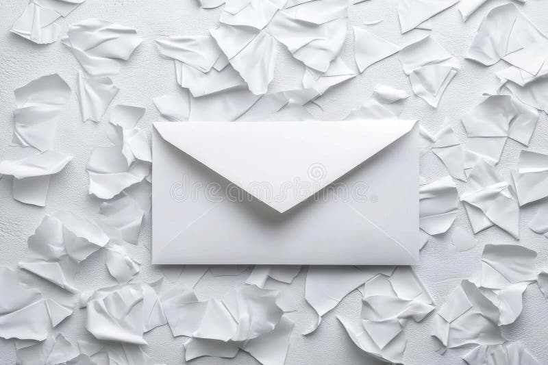 White Envelope on a Background of Crumpled Paper Stock Illustration ...