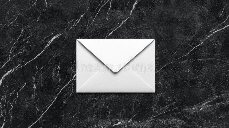 A White Envelope on a Black Marble Background. Stock Image - Image of ...