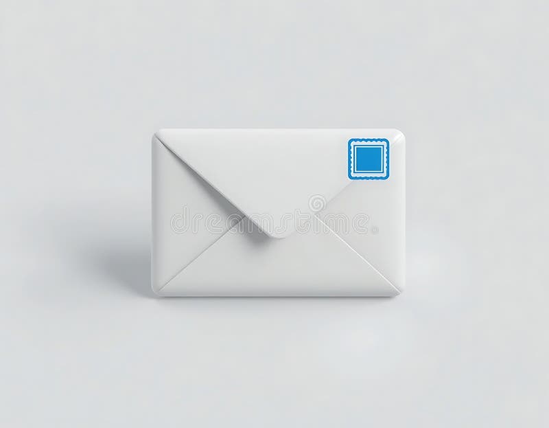White Envelope with Blue Stamp 3d Render Illustration Stock ...