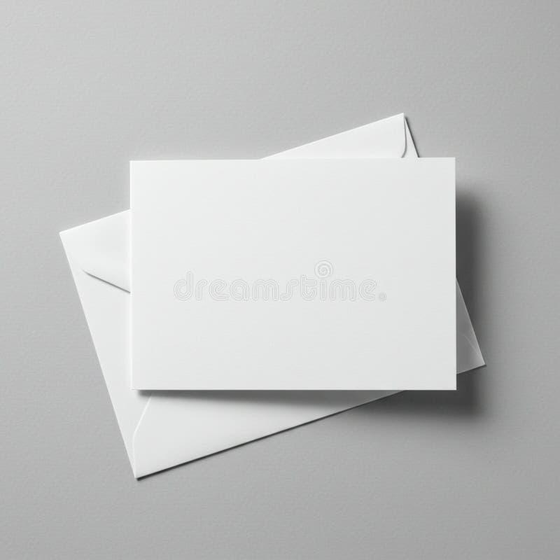 White Envelope and Card on a Gray Background. Stock Illustration ...