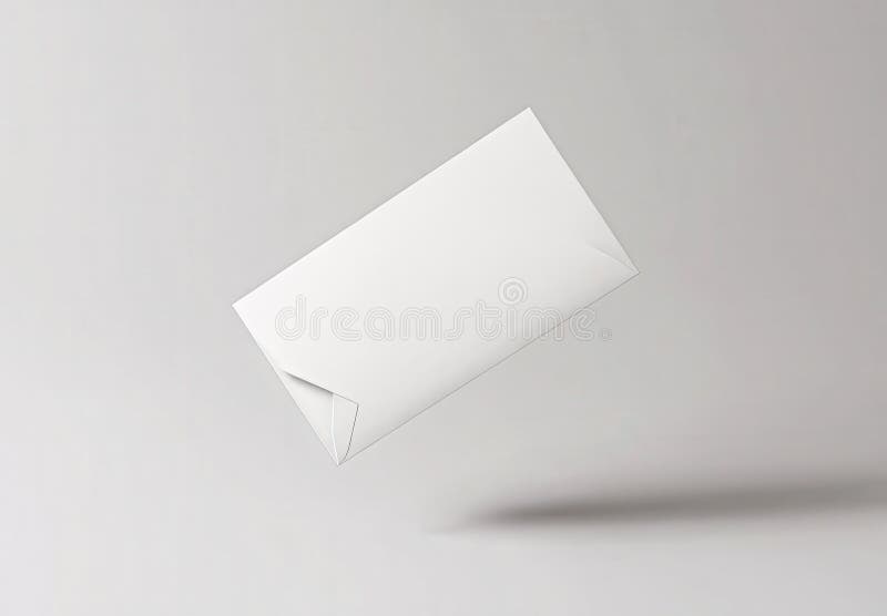 A White Envelope is Gracefully Floating in the Air Above a Gray Surface ...