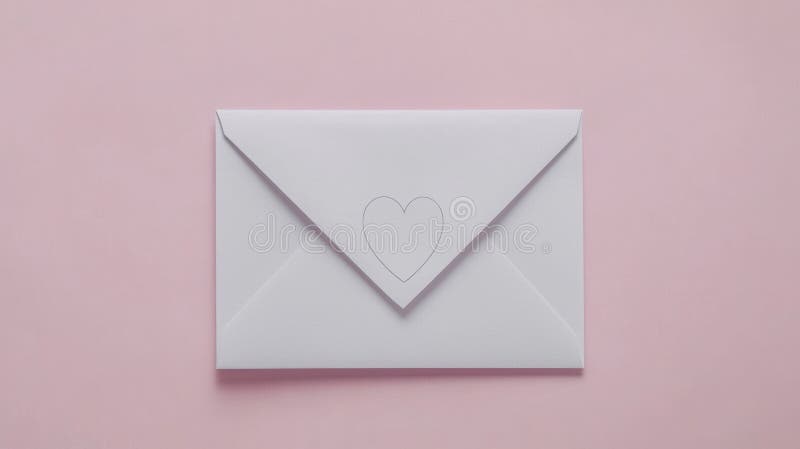 White Envelope with Heart Design on Pink Stock Illustration ...