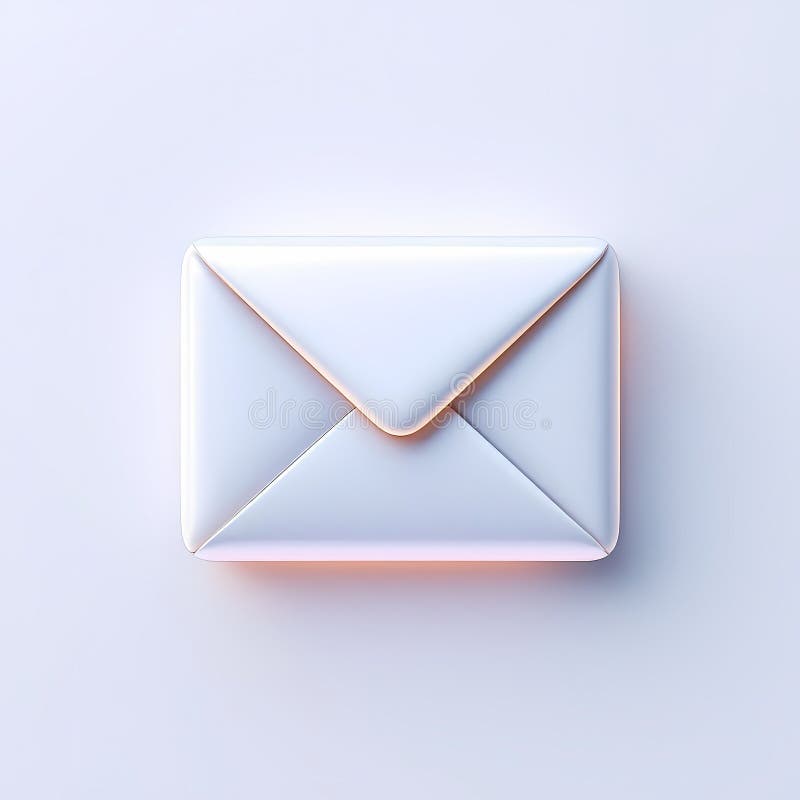 White Envelope Icon 3d Render Minimalist Design Stock Illustration ...