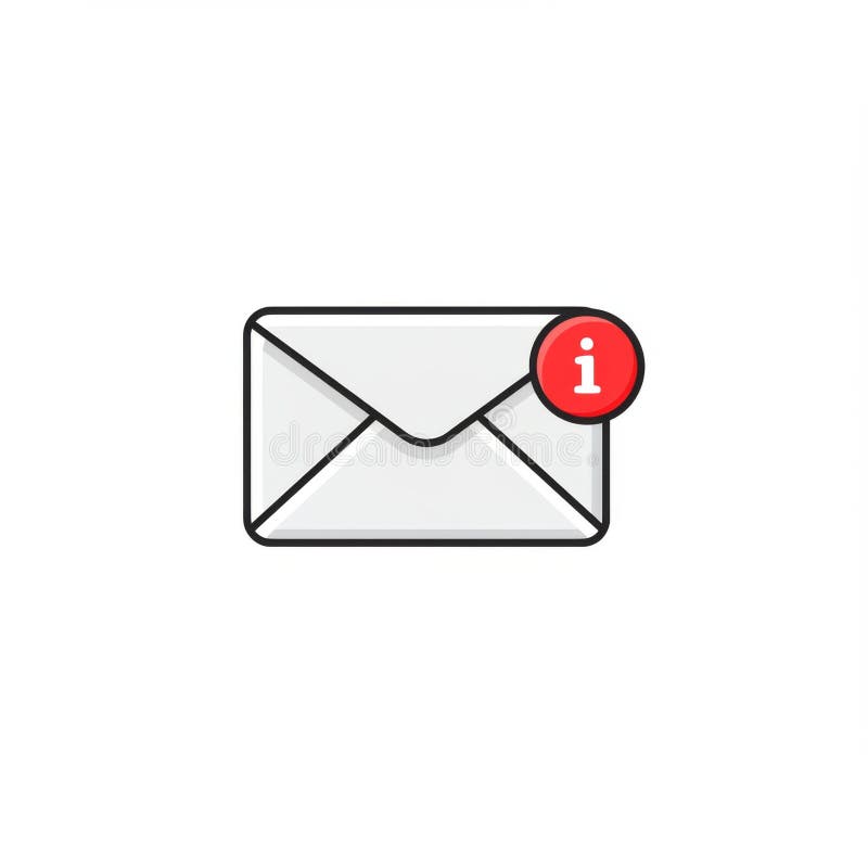 White Envelope Icon with Red Information Notification Stock ...