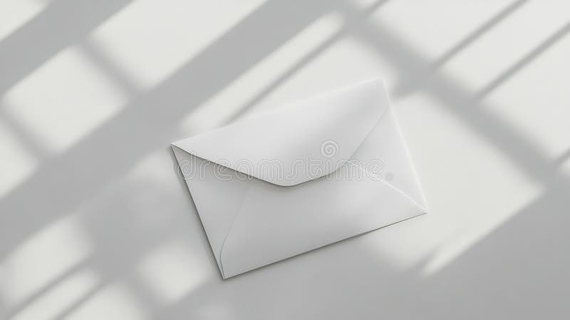 White Envelope on Light Grey Surface with Shadow Patterns Stock Image ...