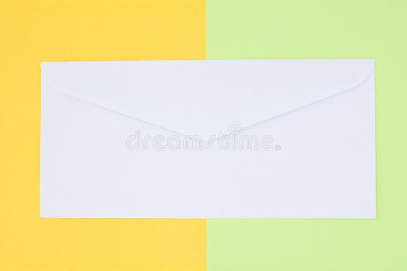 White Envelope Mail on Yellow and Green Paper Stock Image - Image of ...
