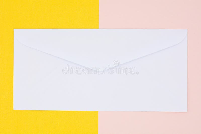 White Envelope Mail on Yellow and Pink Paper. Stock Image - Image of ...