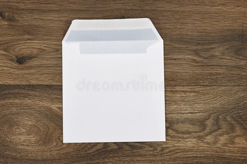 White Envelope Mock-up, Blank Template on Wood Table. Stock Photo ...