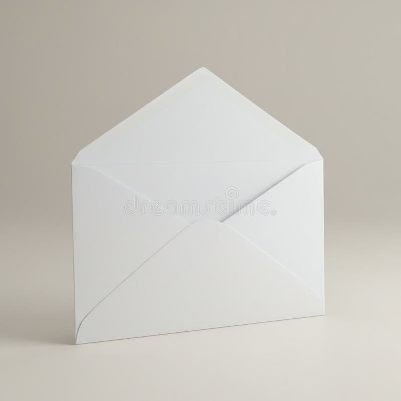 White Envelope Open with Flap Raised, Positioned Against a Neutral ...