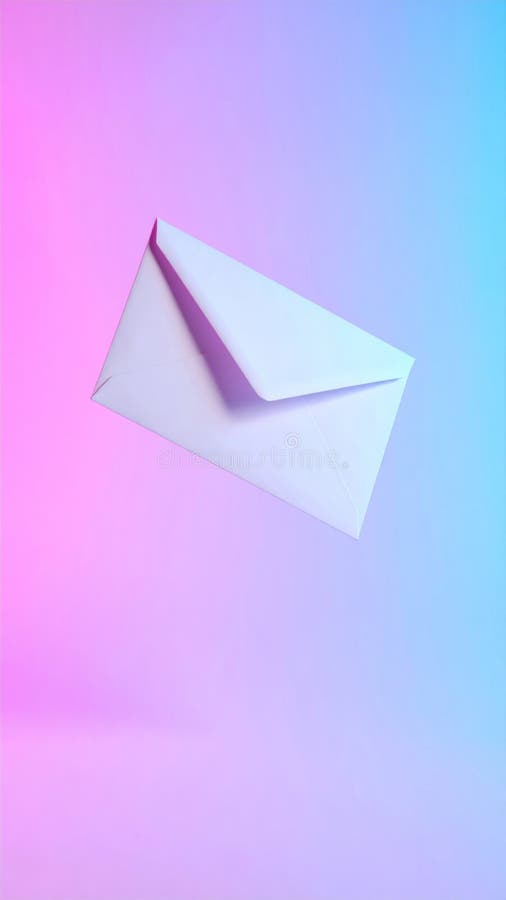 White Envelope on Purple and Blue Gradient Background Stock ...