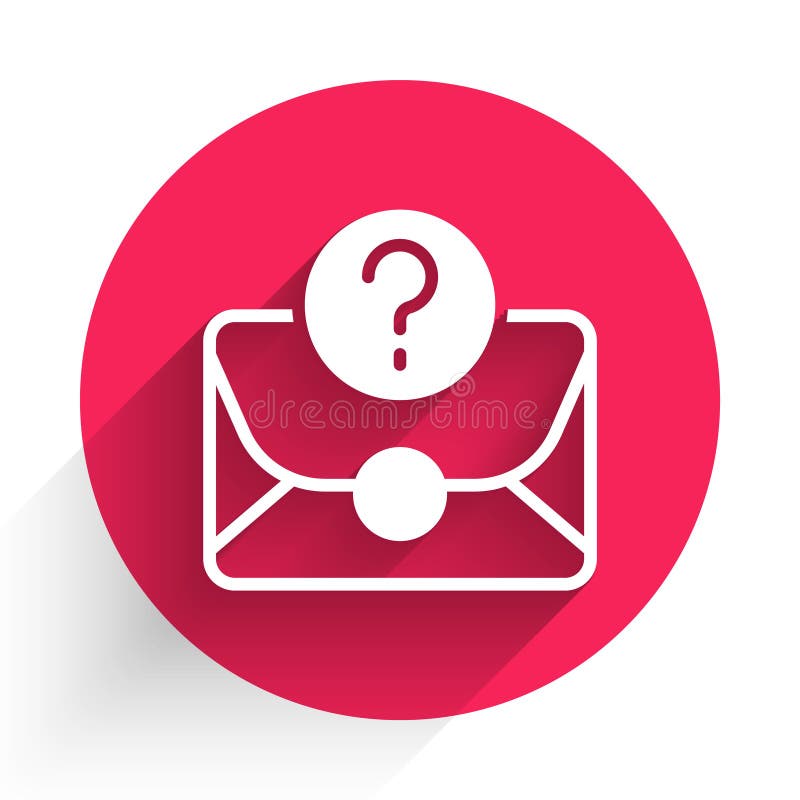 White Envelope with Question Mark Icon Isolated with Long Shadow ...