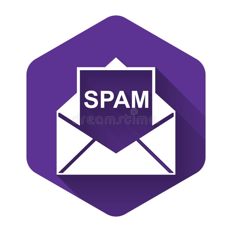 White Envelope with Spam Icon Isolated with Long Shadow. Concept of ...
