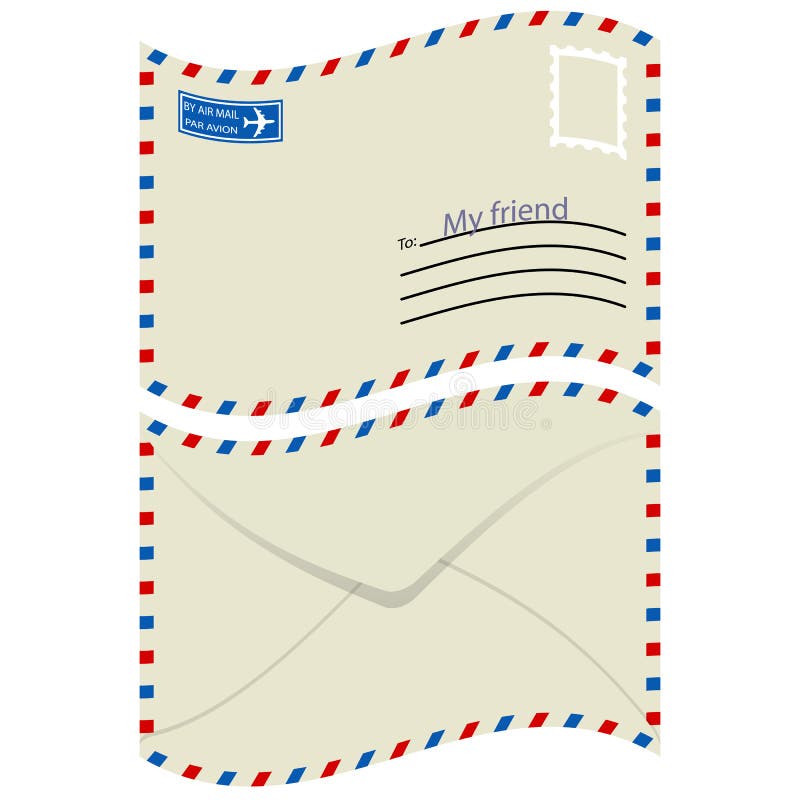 White envelope with stamp. stock vector. Illustration of mailing - 27416693